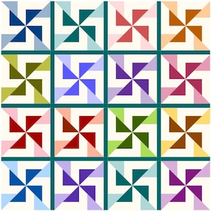 Maggie's Double Pinwheel Quilt Block Pattern - PDF Quilt Block Pattern ...