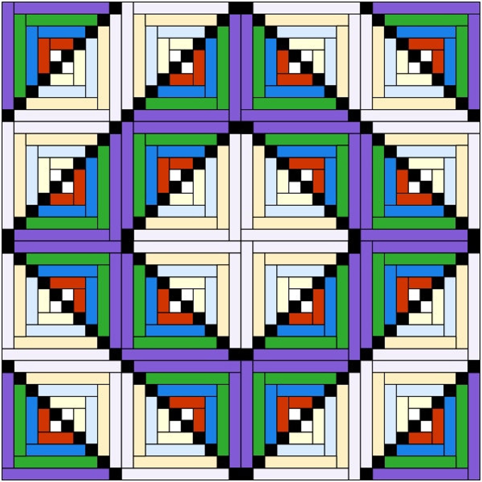 Streak of Lightning BLOCK Pattern - PDF Instant Download - Log Cabin ...