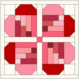 Scrappy Heart Block - PDF Traditional Quilt BLOCK Pattern - 12 Inch and ...