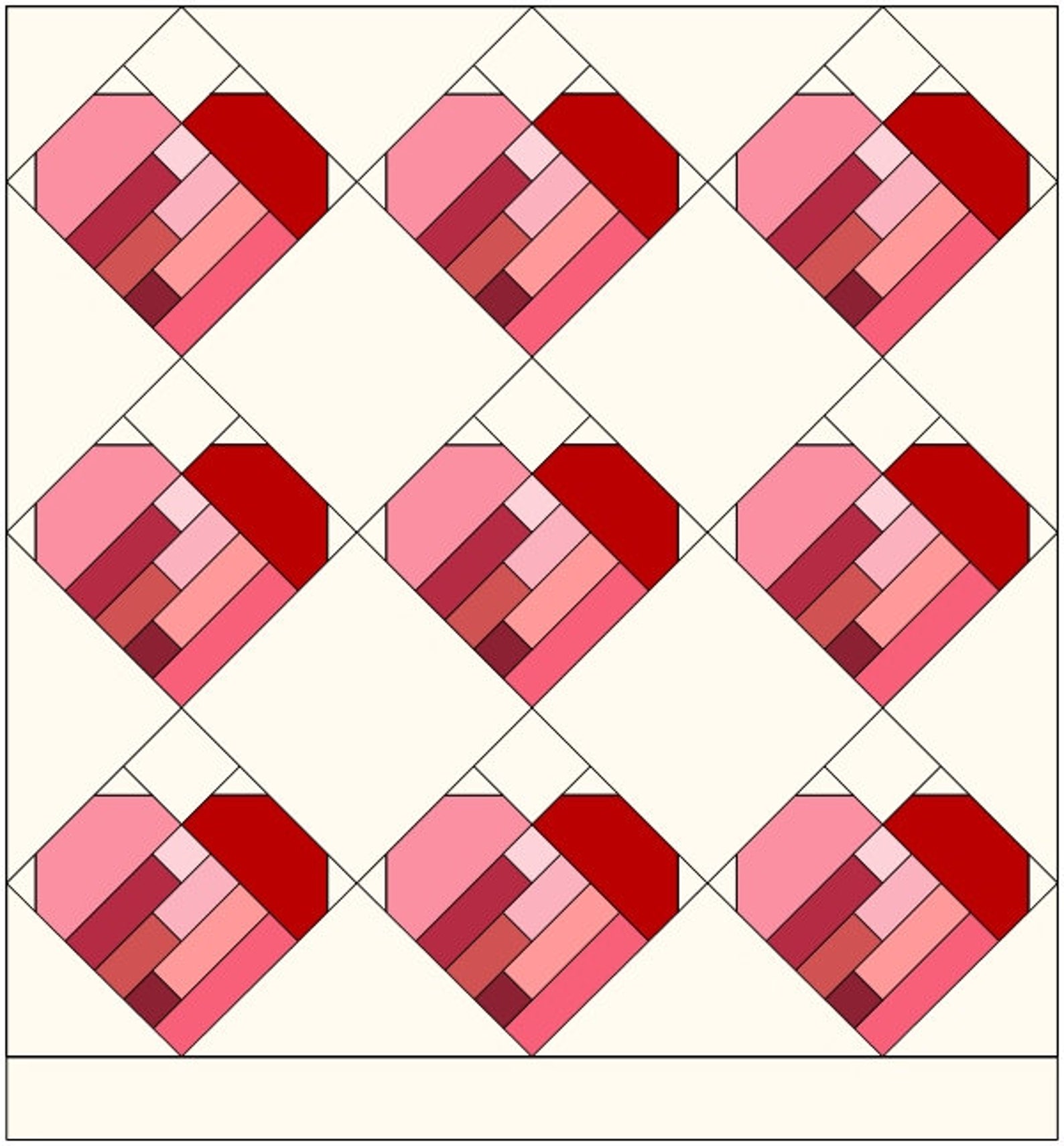 Scrappy Heart Block PDF Traditional Quilt Block Pattern 12 - Etsy