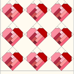 Scrappy Heart Block - PDF Traditional Quilt Block Pattern - 12 Inch and ...