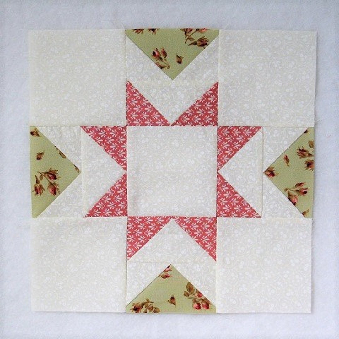 Eight Pointed Star Quilt Block Pattern - PDF Quilt Block Pattern - 9 ...