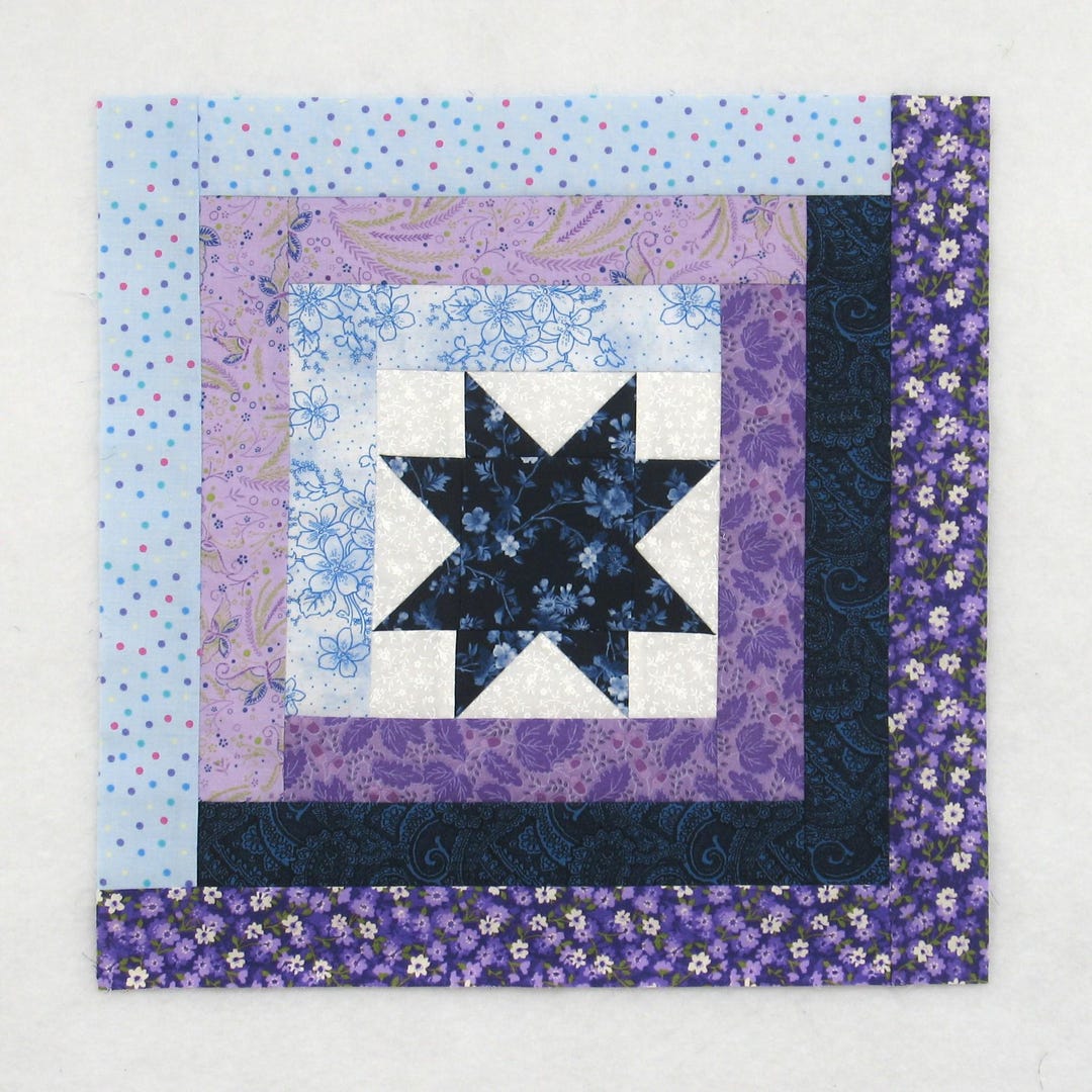 Starshine Log Cabin BLOCK Pattern - PDF Quilt BLOCK Pattern - Log Cabin ...