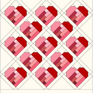 Scrappy Heart Block - PDF Traditional Quilt Block Pattern - 12 Inch and ...