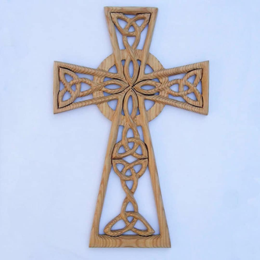 Celtic Trinity Knots and Serch Bythol Woven Celtic Cross- Large Wall ...