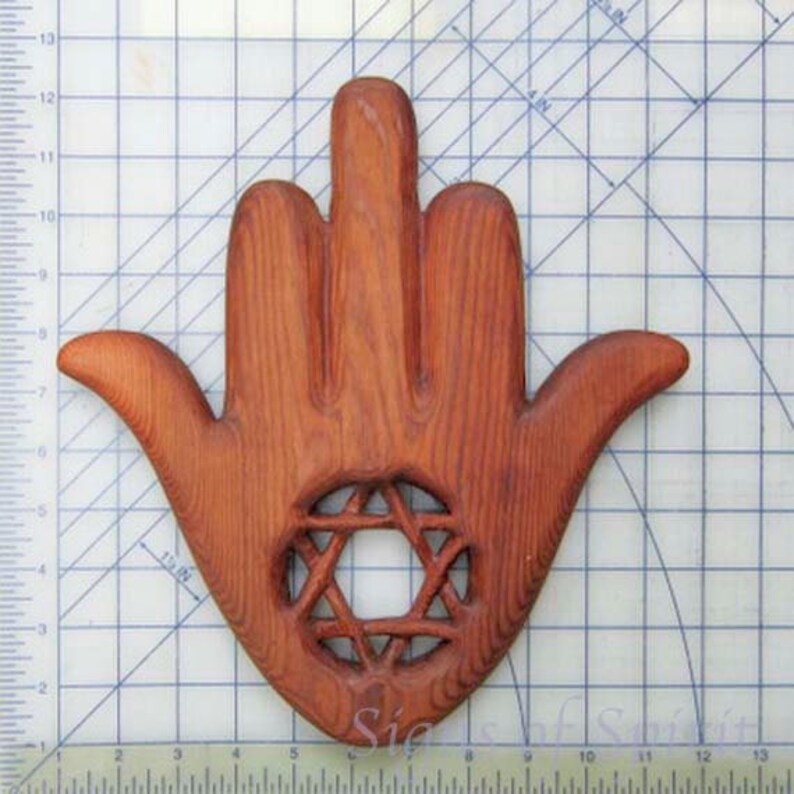 Chamsa With Star of David Wood Carving Hamsa Symbol of - Etsy