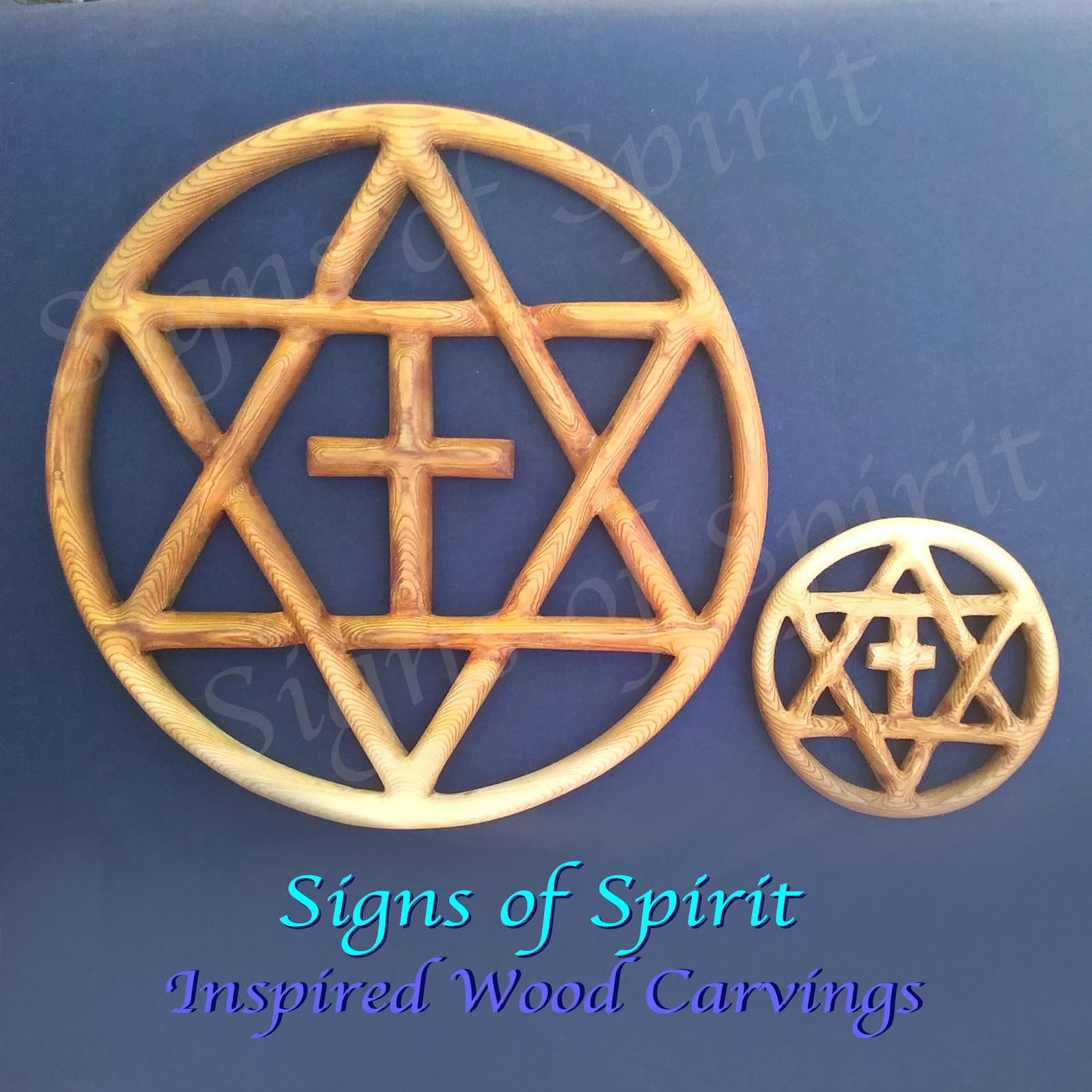 Encircled Messianic Star Wood Carving Home Decor for Jewish Christian ...