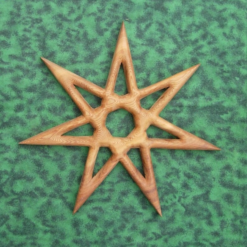 Fairy Star of Enchantment Wood Carving Seven Pointed Elven - Etsy