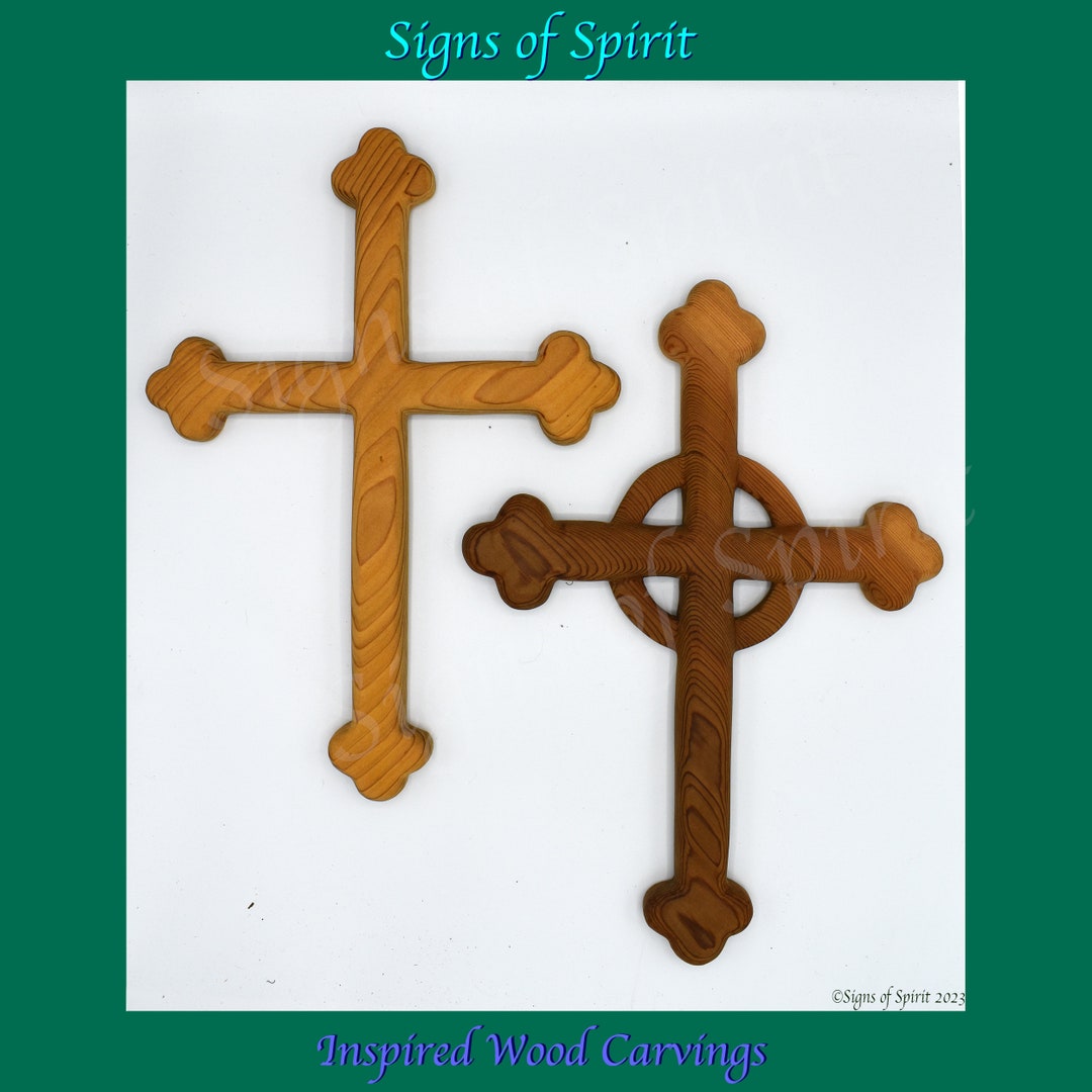 Cloverleaf Celtic Cross-wood Carved Christian Cross, Budded Cross ...