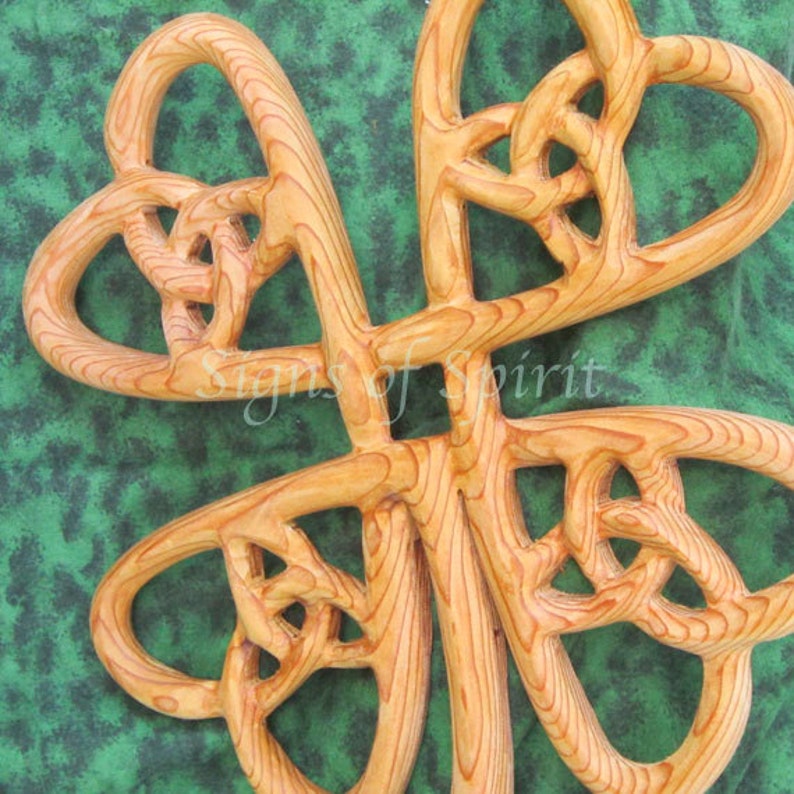 Celtic Clover Wall Art Four Leaf Wood Carved Celtic Knot Irish - Etsy
