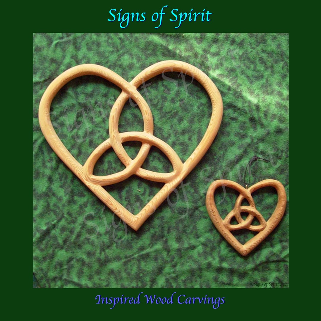Trinity Heart Shaped Celtic Wood Carving Hearts Belief Home Decor Irish ...