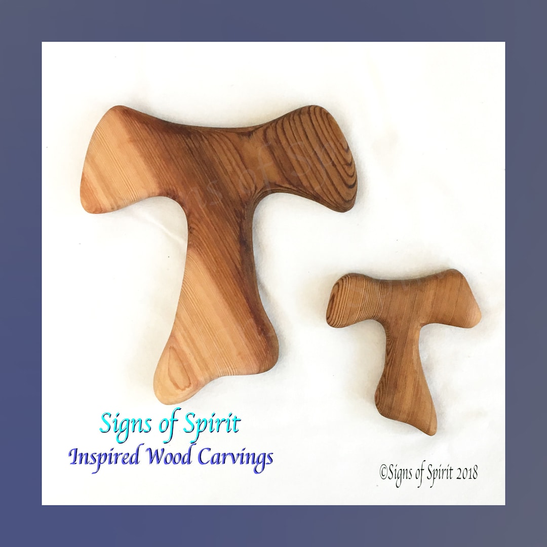 Tau Cross Wall Hanging St. Francis of Assisi Wood Carved Christian ...
