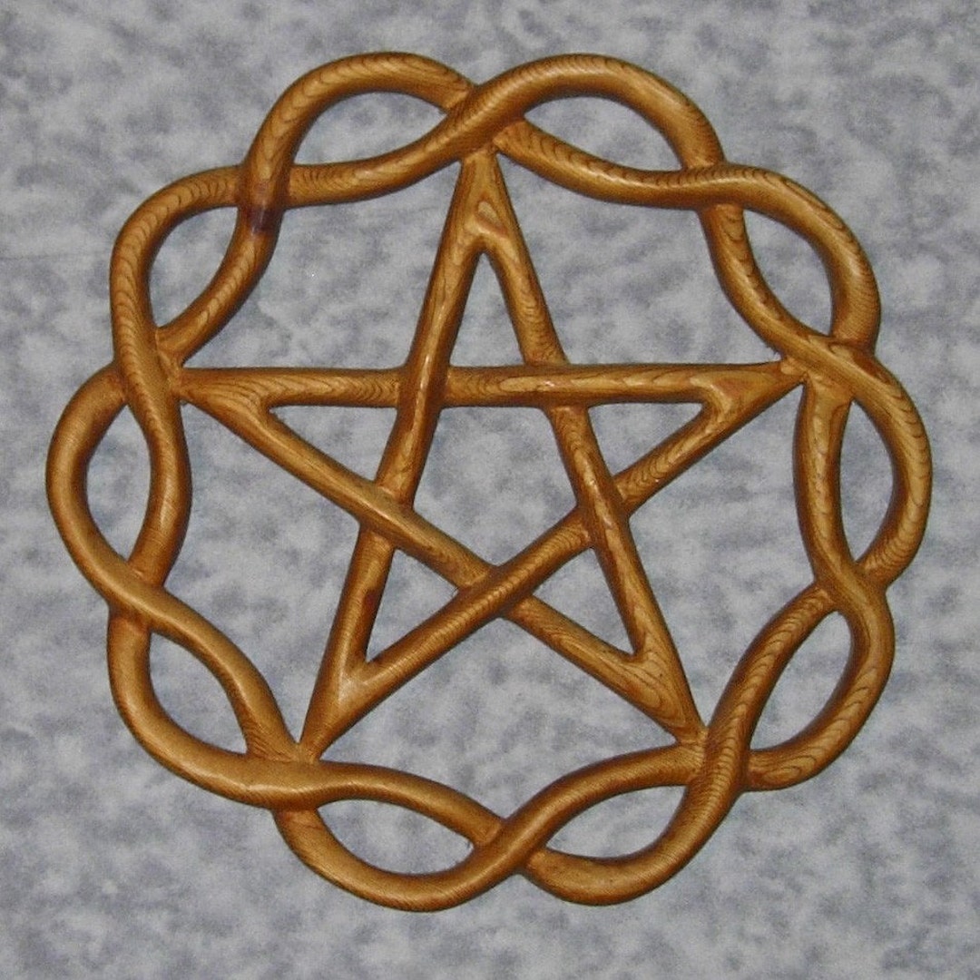 Braided Pentacle Wood Carving Celtic Eternity Braid Containing ...