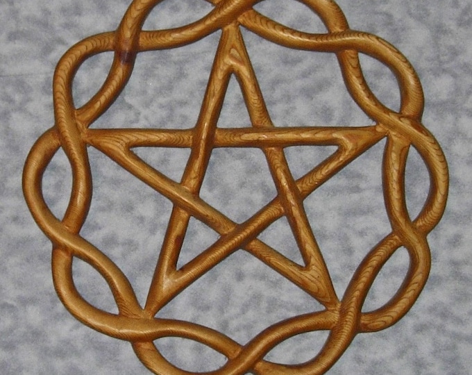 Braided Pentacle Wood Carving Celtic Eternity Braid Containing ...