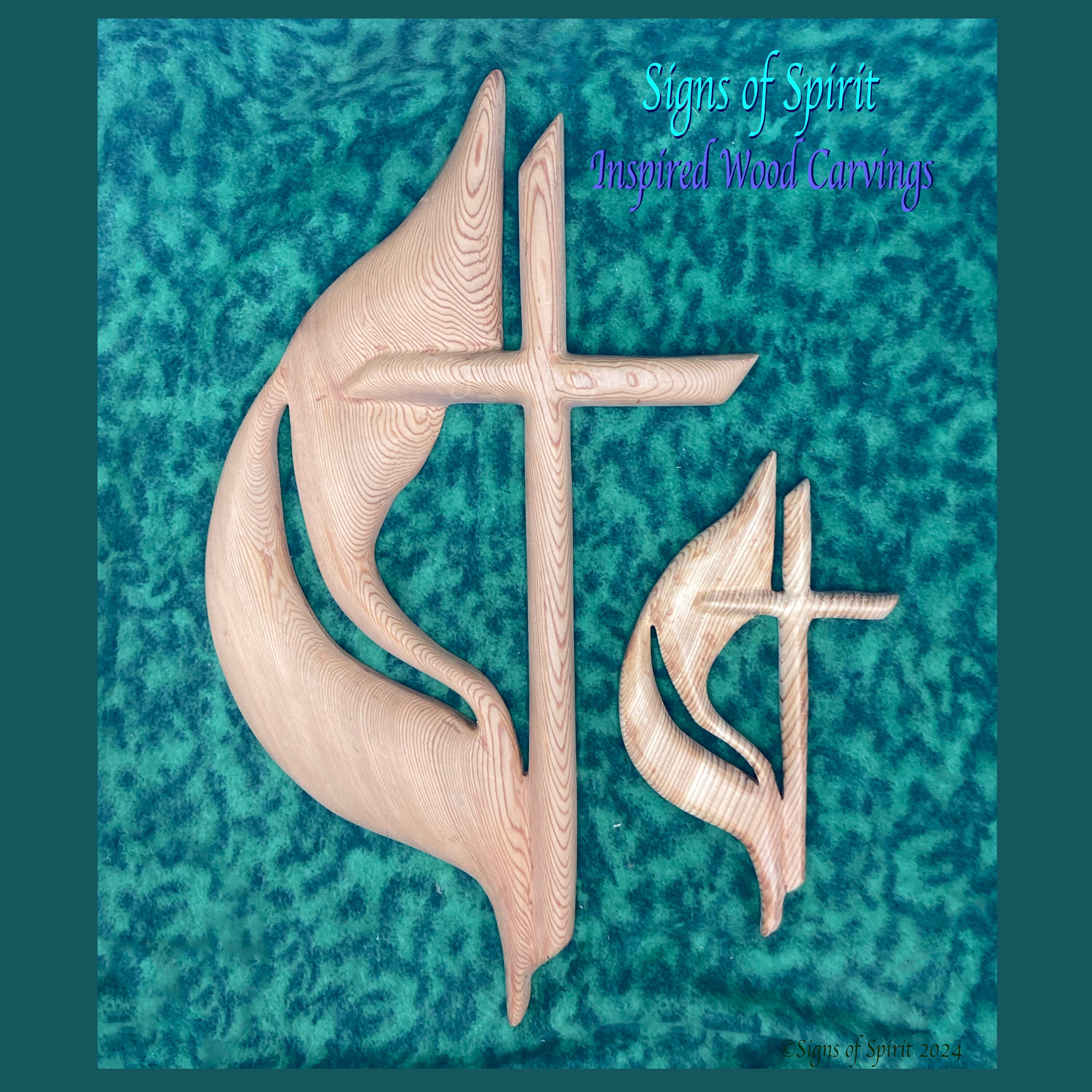 Cross of the United Methodist Church -UMC Cross and Flame™ Wood Carving ...