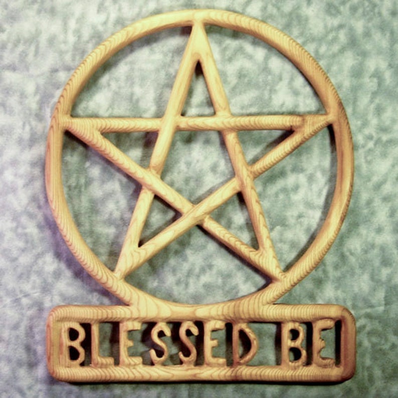 Blessed Be Pentacle Wood Carved Encircled Pentagram Wiccan | Etsy