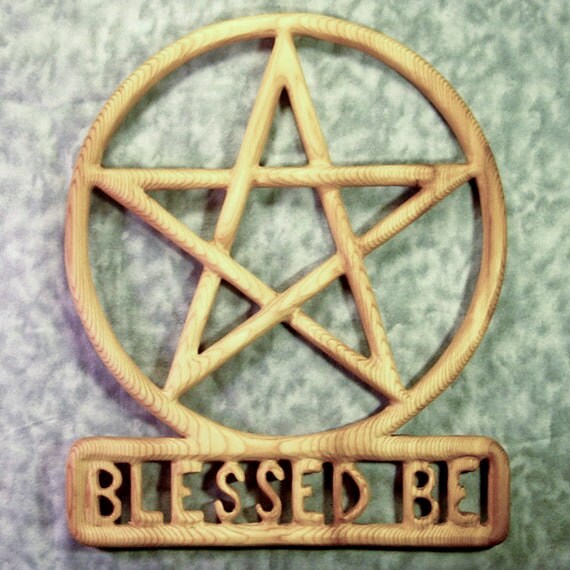 Blessed Be Pentacle Wood Carved Encircled Pentagram Wiccan | Etsy