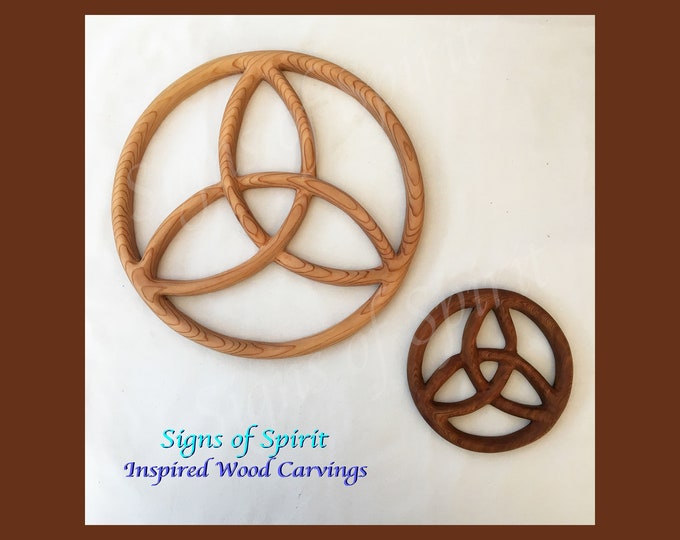Trinity Knot Encircled Wood Carved Celtic Knot Balance in Divine Energy ...