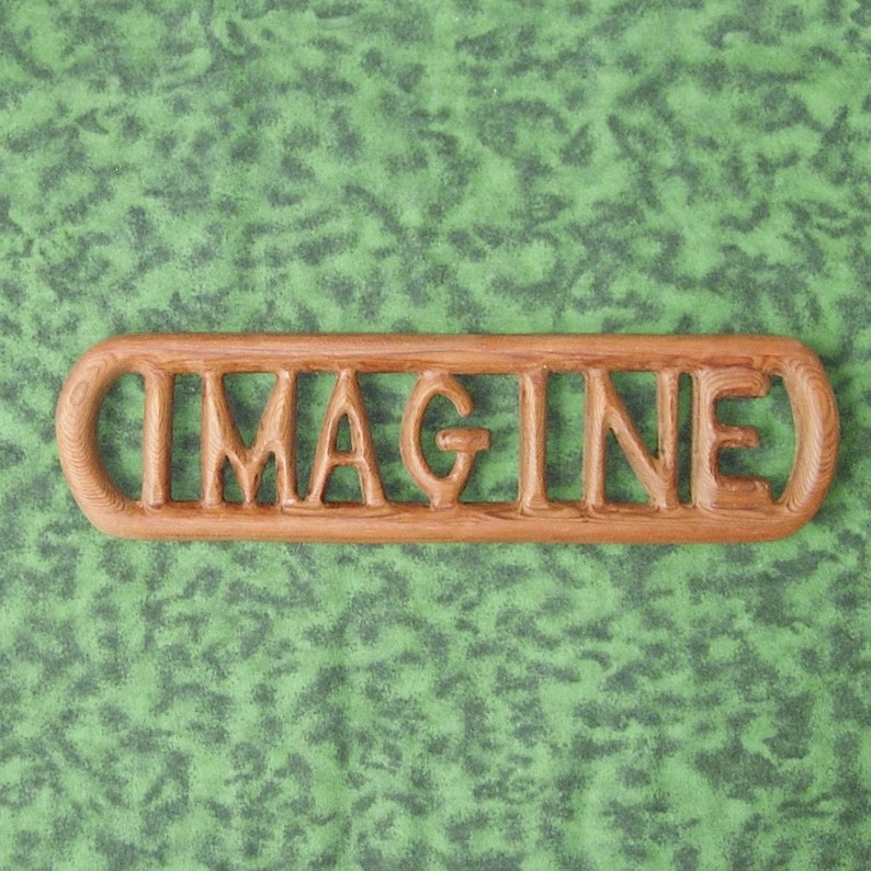 Imagine Wood Carving Musical Peace Quote Wall Hanging | Etsy