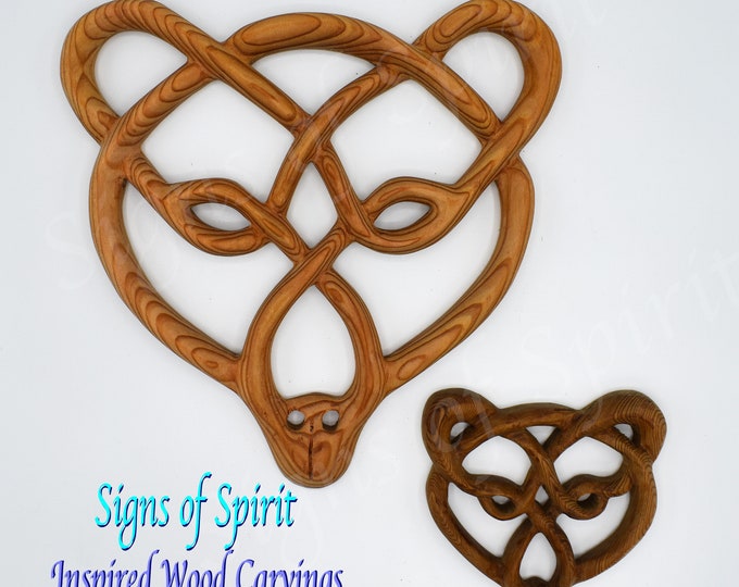 Celtic Bear Knot Wood Carved Wall Decor-strength Stamina Protection Viking-nursery Woodland ...