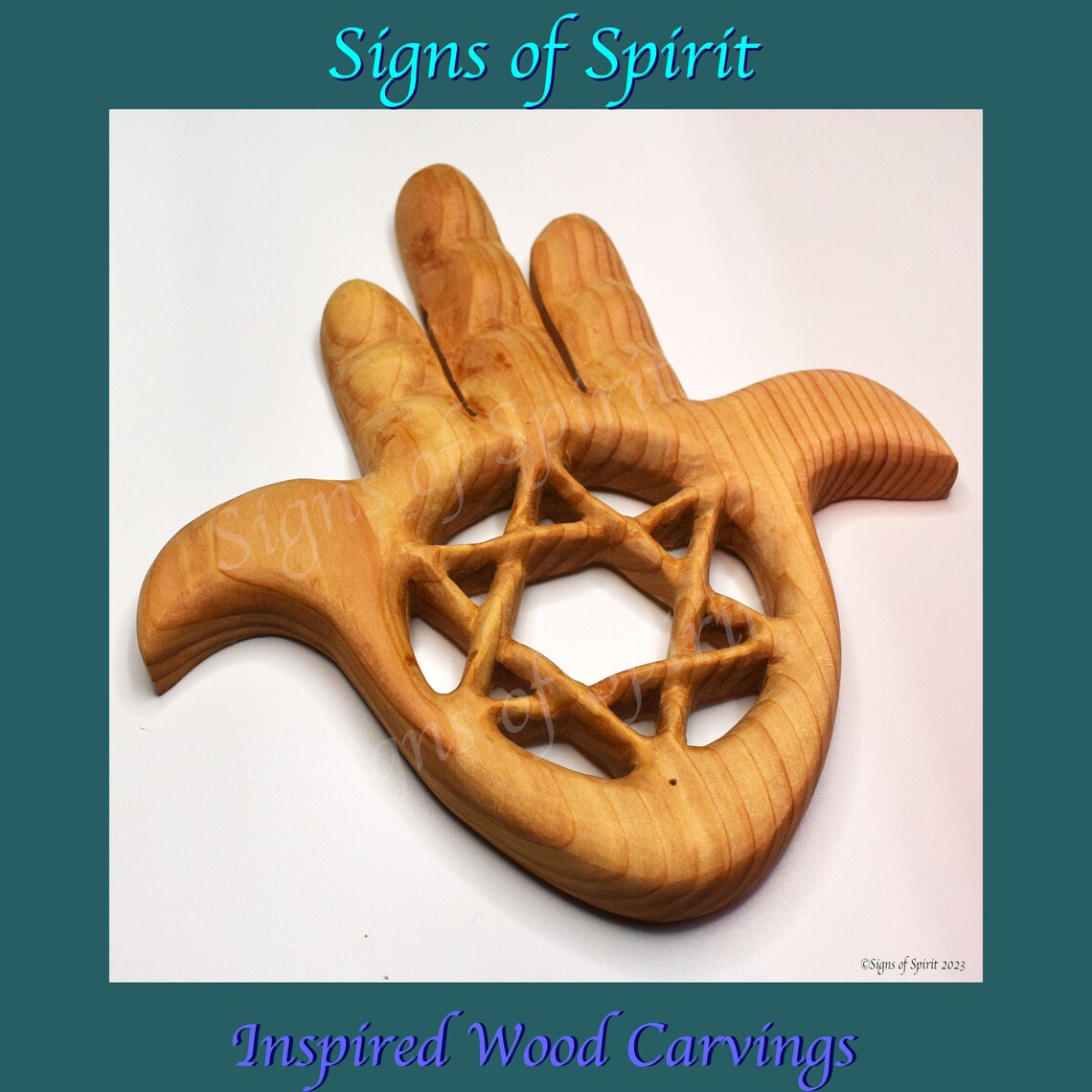 Chamsa With Star of David Wood Carving Hamsa Symbol of - Etsy