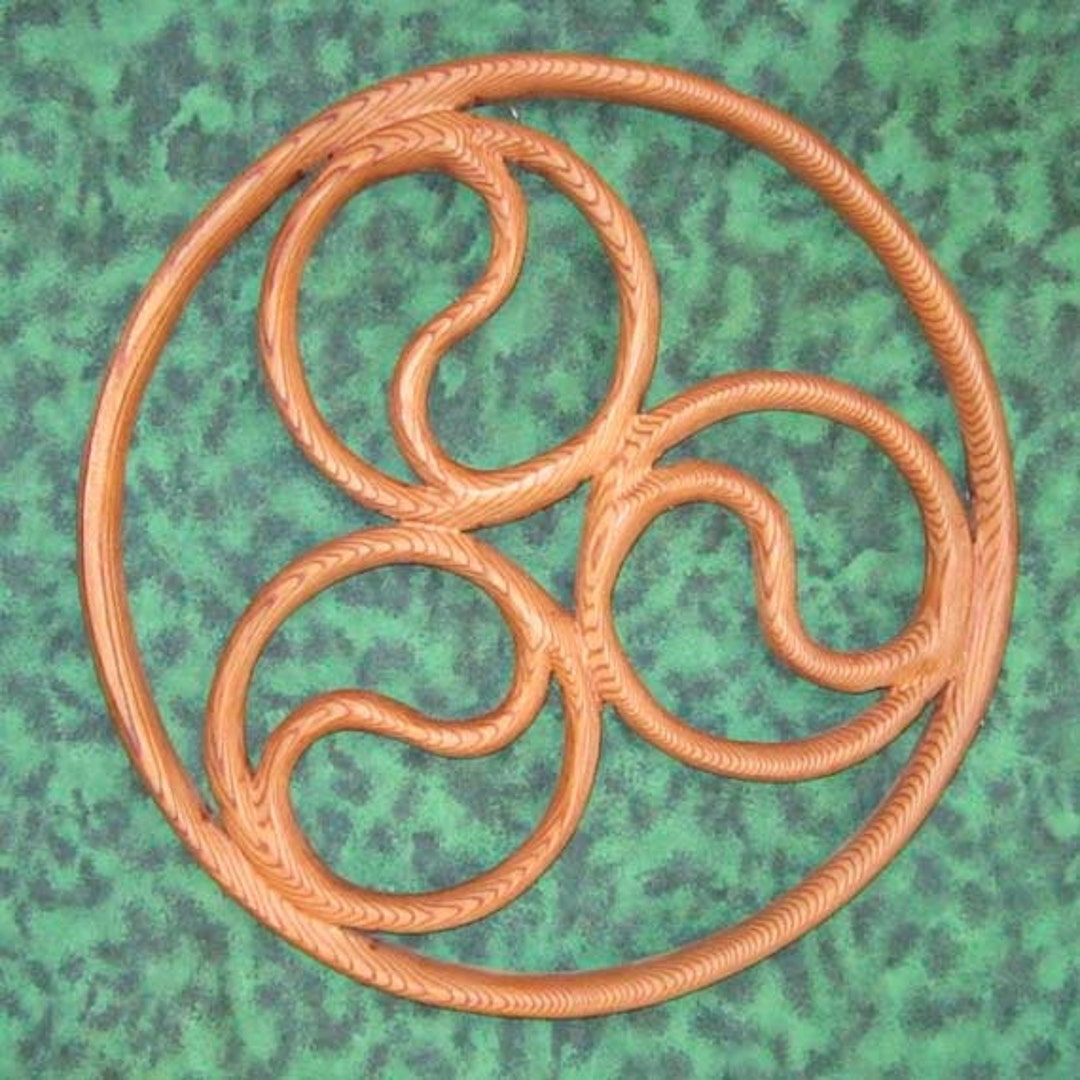 Celtic Triple Spiral Newgrange Wood Carving, Yin Yang Symbol Balance ...