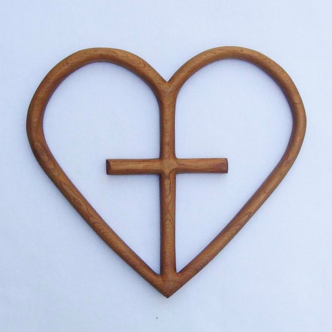 Cross Your Heart-christian Cross and Heart-heart Shaped Wood Carving - Etsy