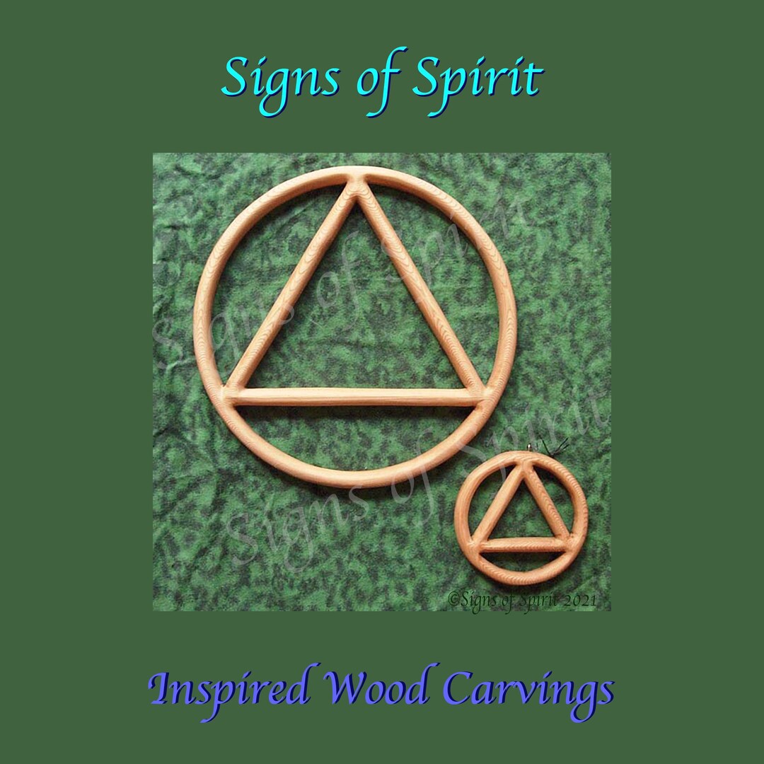 Sobriety Circle and Triangle-wood Carved AA Recovery 12 Step Program ...