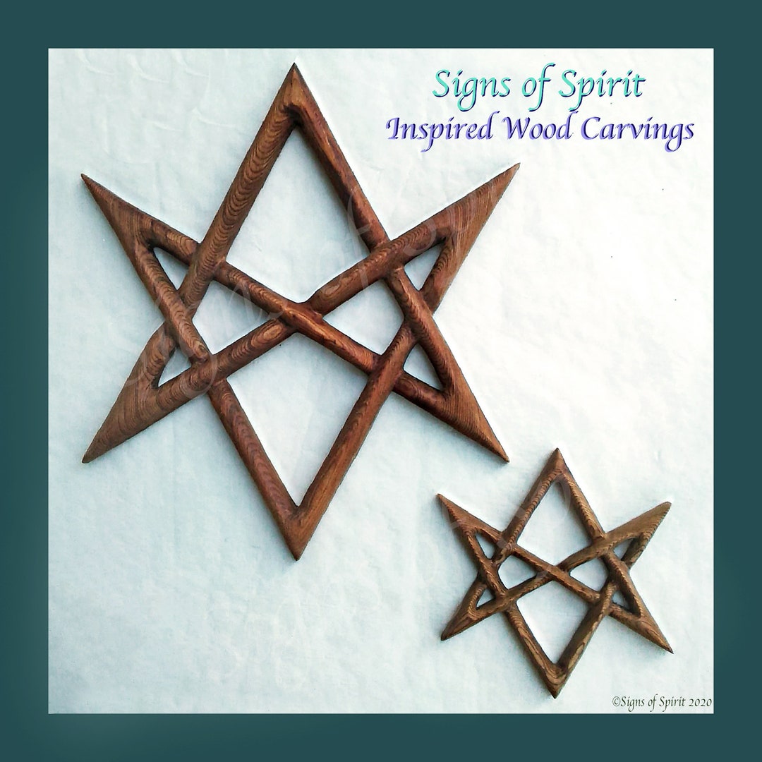 Unicursal Hexagram Wood Carving Supernatural Aquarian Star Hermetic ...