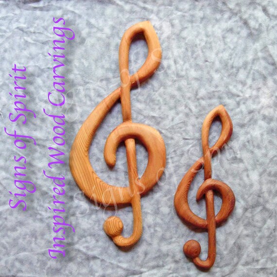 Treble Clef-wood Carved Musical Notation Wall Hanging Clef Note Wall ...