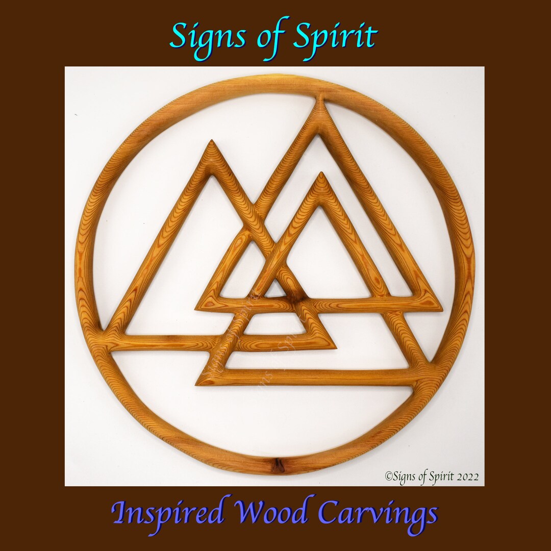 Valknut Nordic Celtic Wood Carving Devotion to Odin Hrungnir's Heart ...