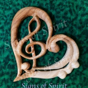 Music Heart-treble Bass Clefs Within Heart Shape Wood Carving for Music ...