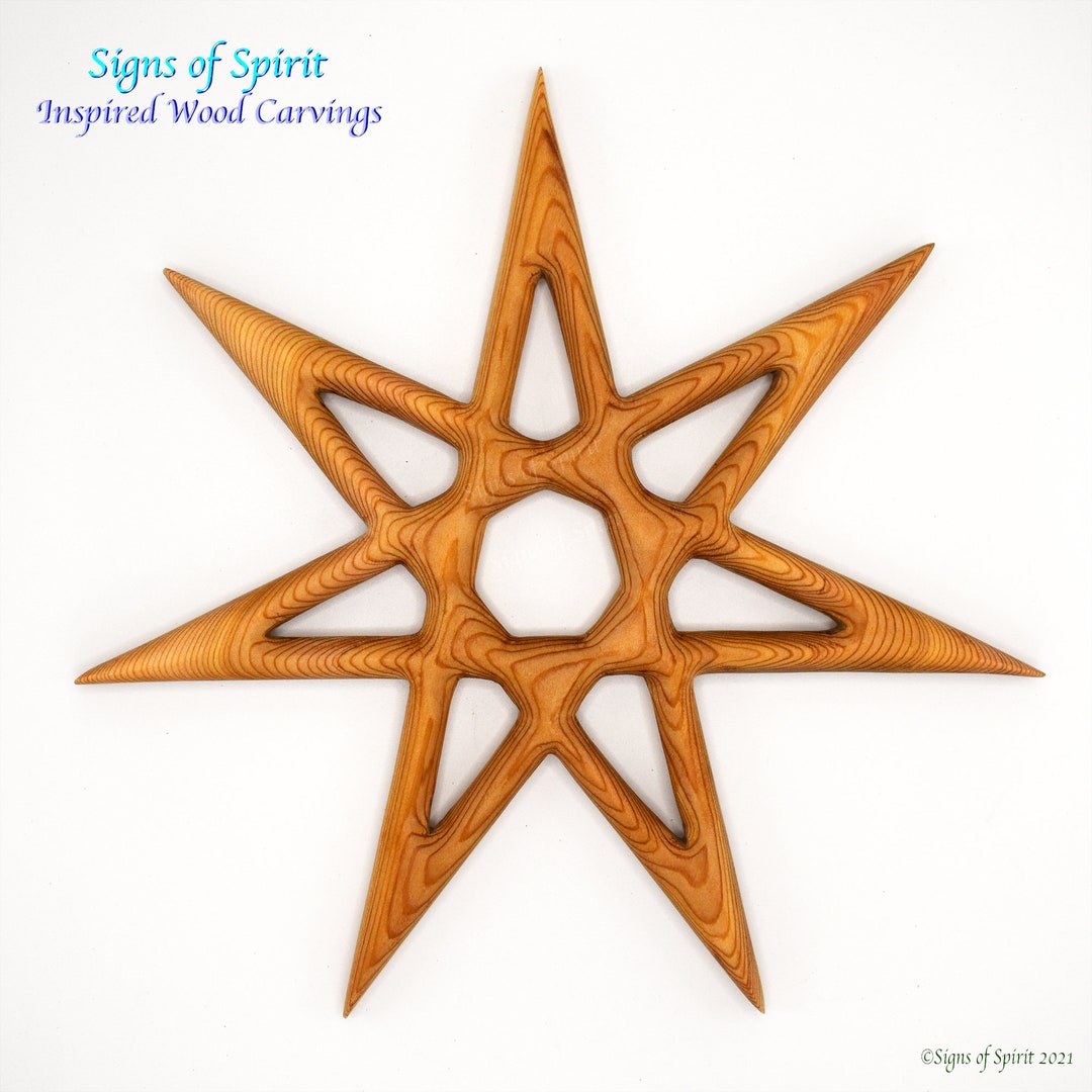 Fairy Star of Enchantment Wood Carving Seven Pointed Elven Star Tarot ...