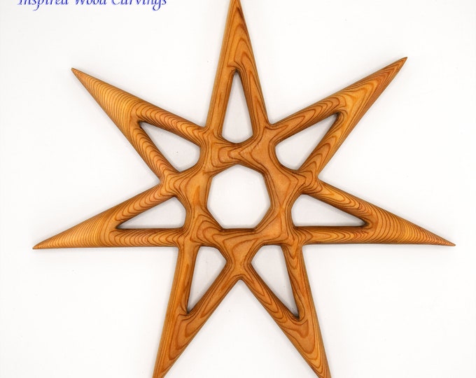 Fairy Star of Enchantment Wood Carving Seven Pointed Elven Star Tarot ...