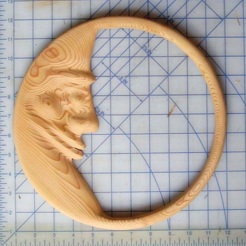 Man in the Moon Wood Carving Luna Celestial Decor Childs - Etsy UK