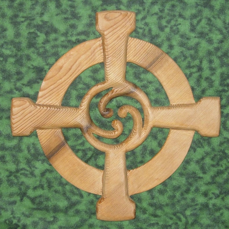 Celtic Wheel Cross Wood Carved Even Arm Cross Circle - Etsy