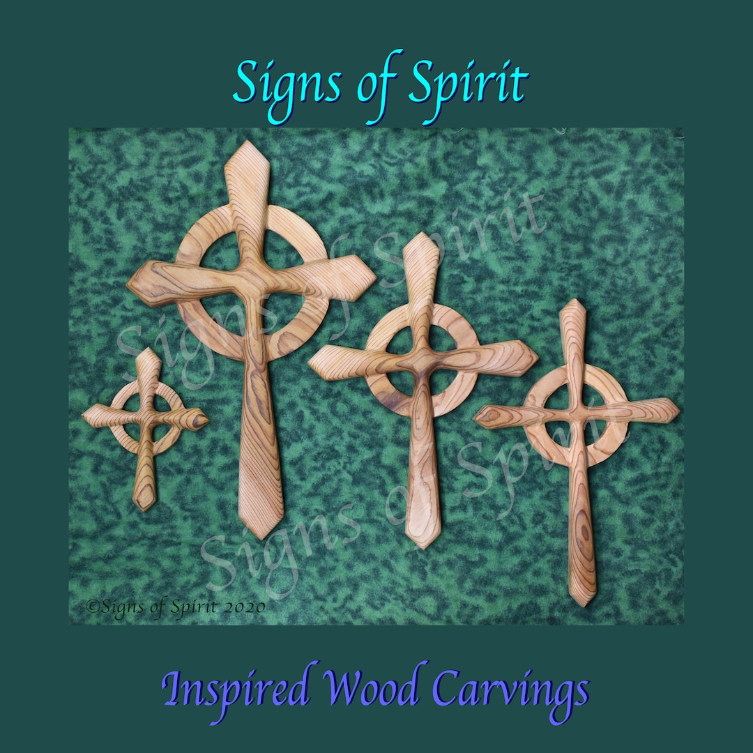 Tapered Celtic Cross Wall Decor Pointed Wood Carved Christian Cross ...