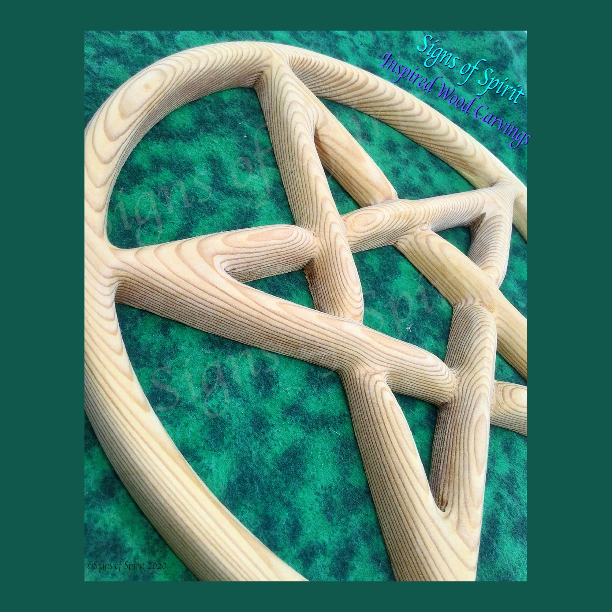 Pentacle Wood Carved Wiccan Altar Focus Pagan Encircled Pentagram ...