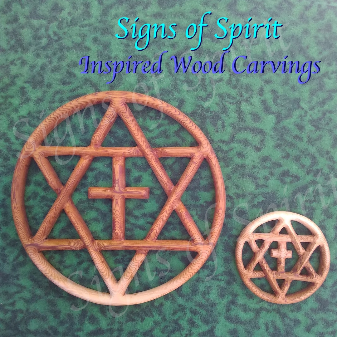 Encircled Messianic Star Wood Carving Home Decor for Jewish Christian ...