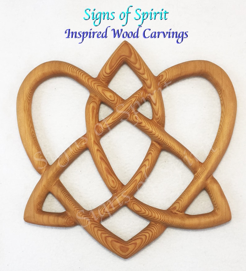 Trinity Love Knot Heart-shaped Celtic Wood Carving Anniversary - Etsy