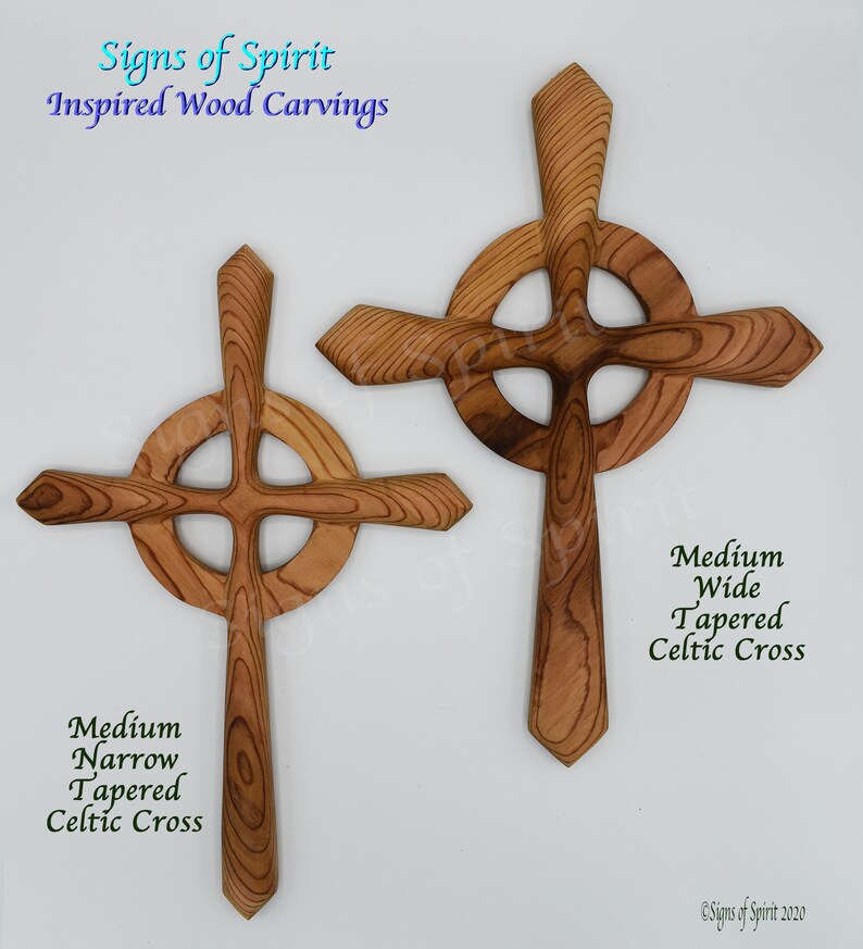 Tapered Celtic Cross Wall Decor Pointed Wood Carved Christian Cross ...