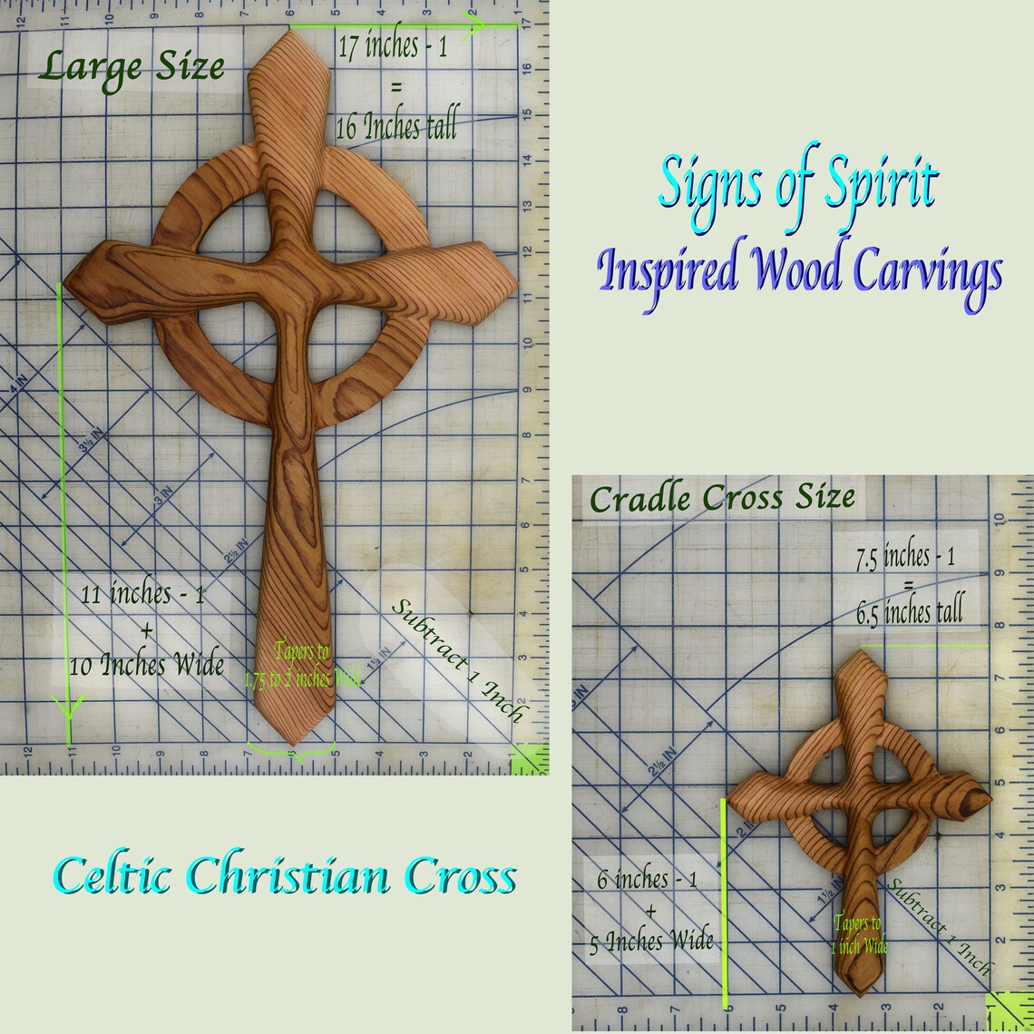 Tapered Celtic Cross Wall Decor Pointed Wood Carved Christian Cross ...