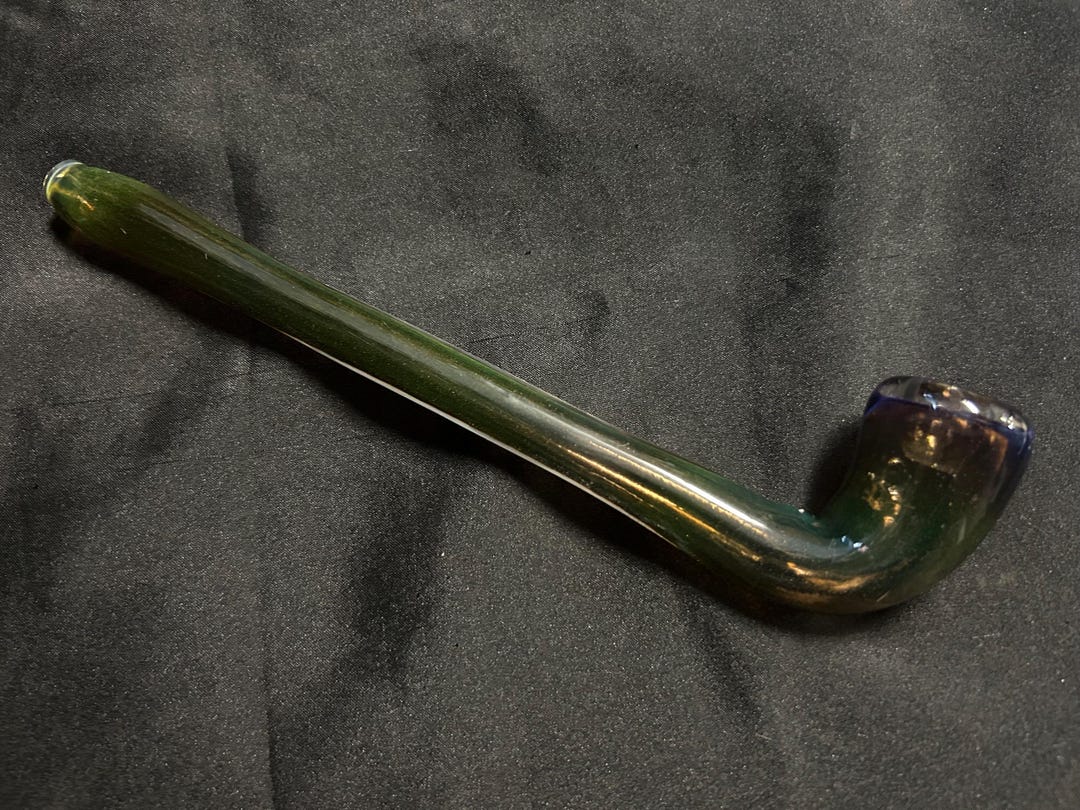 Smokey Green Frit Long Gandolf-type Sherlock Glass Pipe - Etsy