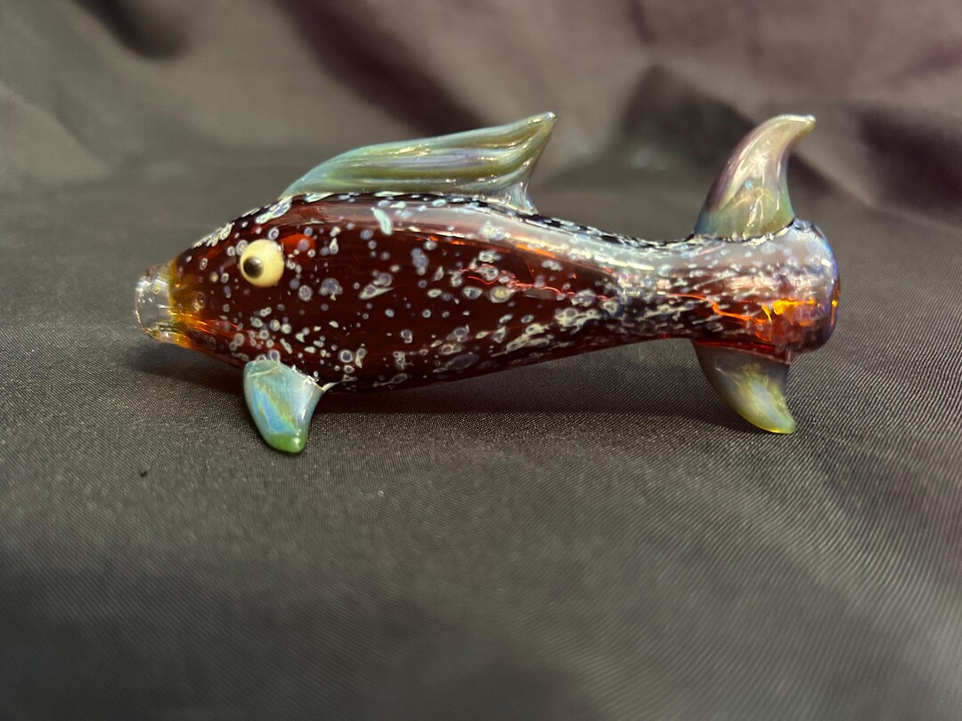 Amber Brown Speckled Fish Chillum Glass Pipe - Etsy