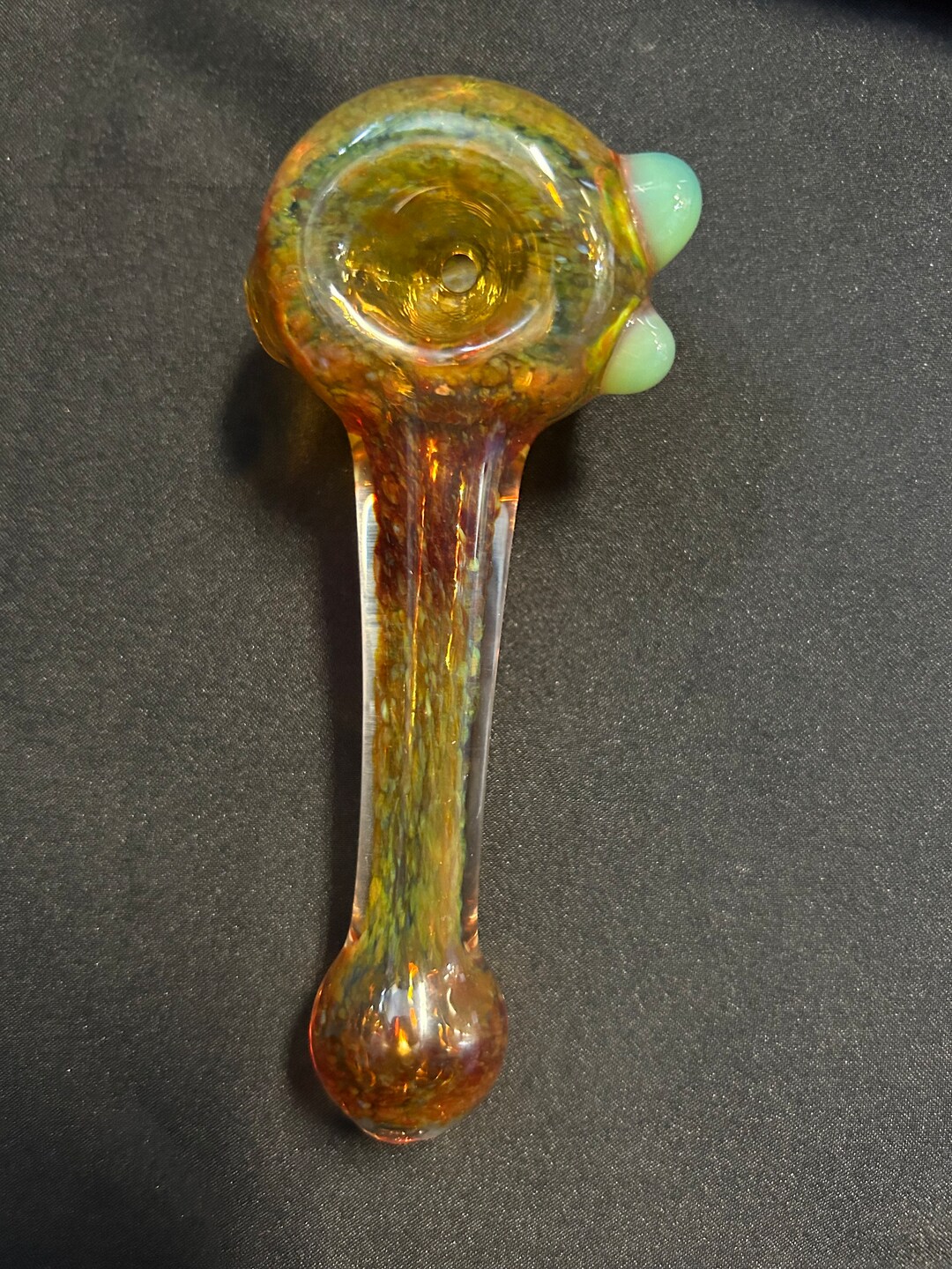 Large Amber Frit Glass Pipe With 2 Green Dots - Etsy