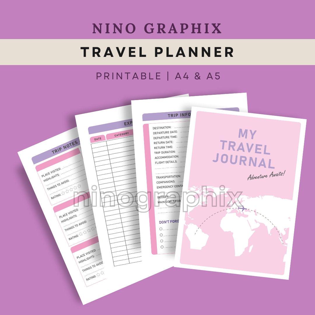 Travel Journal Printable: Vacation Planner, Itinerary, Packing List ...