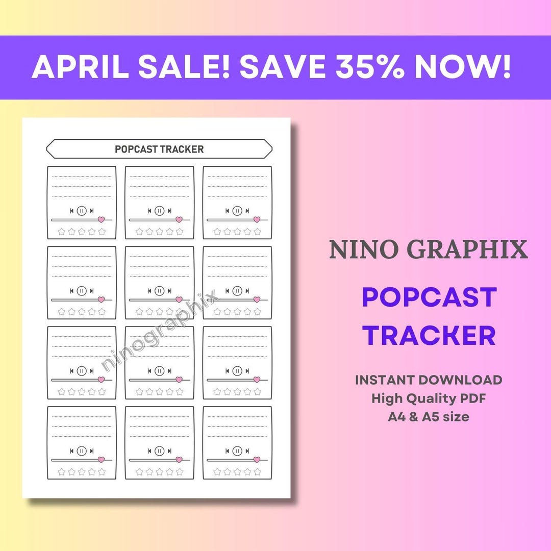 Podcast Tracker | Printable Podcast Log | Digital Download | Podcast ...