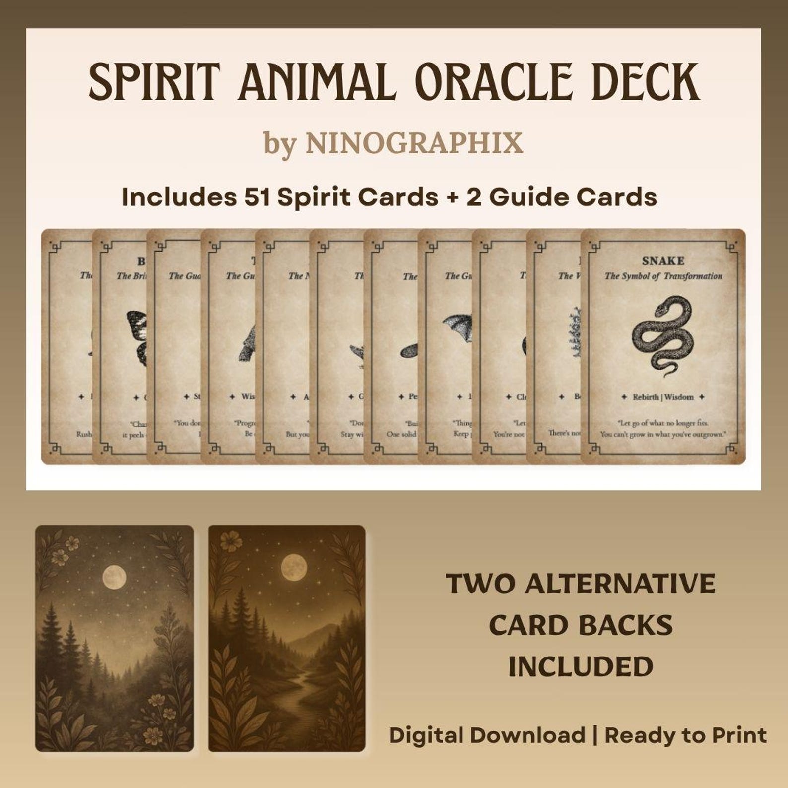 Spirit Animal Oracle Deck: Mystical Guidance Cards (digital Download ...