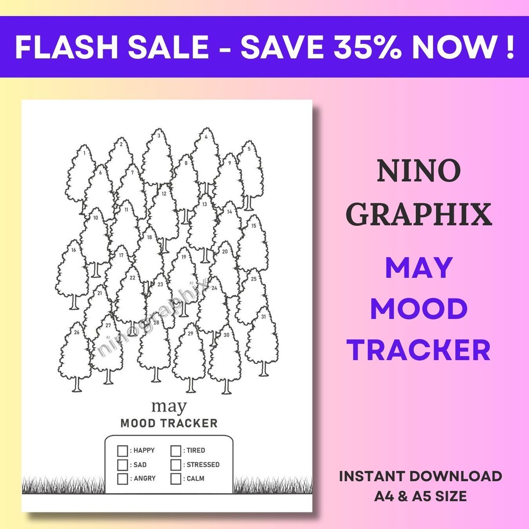 May Mood Tracker Printable: Self-care Mood Log (digital Download) - Etsy