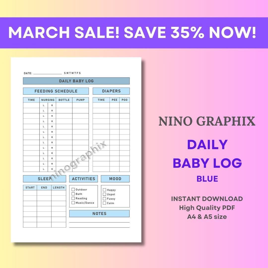 Baby Tracker Printable | Newborn Daily Log | Feeding, Sleep & Diaper ...